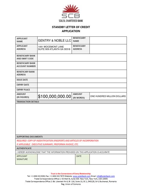 Sblc Application Pdf