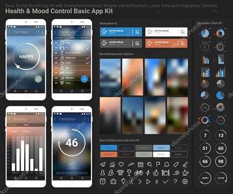Flat Design Responsive UI Mobile Apps Stock Vector Izabell