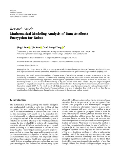 pdf mathematical modeling analysis of data attribute encryption for robot