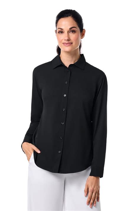 Womens Rhodes Long Sleeve Shirt Black Upf 50