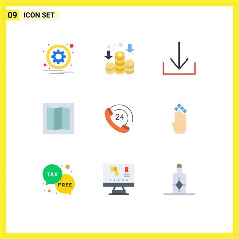 9 Universal Flat Colors Set For Web And Mobile Applications Four Support Arrow Phone Call