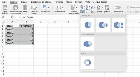 Cómo insertar un gráfico en Excel