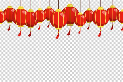 벡터 만화 격리 완벽 한 패턴 중국어 초 롱으로 장식와 투명 한 배경에 대 한 중국 새 해의 개념입니다 0명에 대한 스톡 벡터 아트 및 기타 이미지 Istock