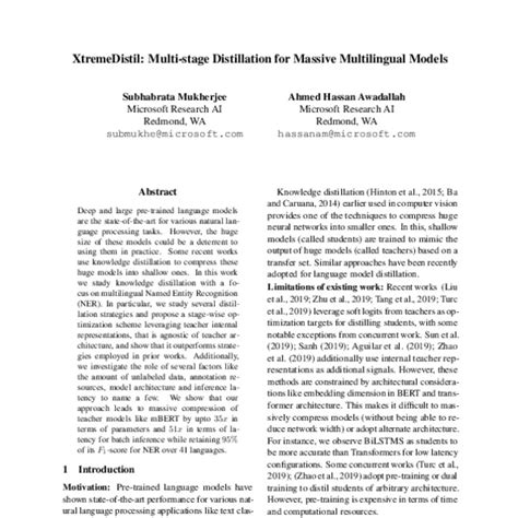 Xtremedistil Multi Stage Distillation For Massive Multilingual Models Acl Anthology