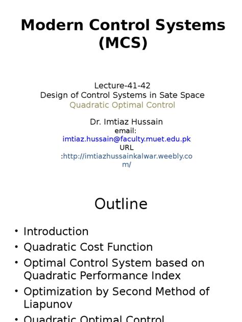 Modern Control Systems Mcs Lecture 41 42 Design Of Control Systems