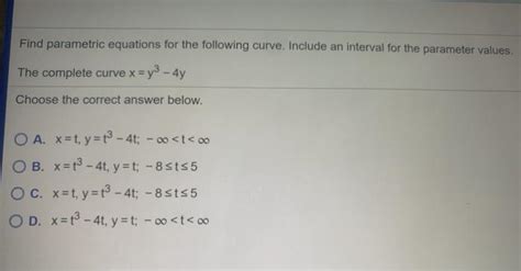 solved find parametric equations for the following curve