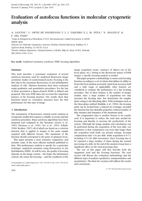 Pdf Evaluation Of Autofocus Functions In Molecular Cytogenetic Analysis