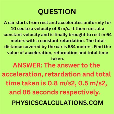 A Car Starts From Rest And Accelerates Uniformly For 10 Sec To A