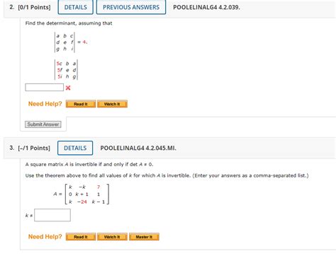 Solved Find The Determinant Assuming That Chegg