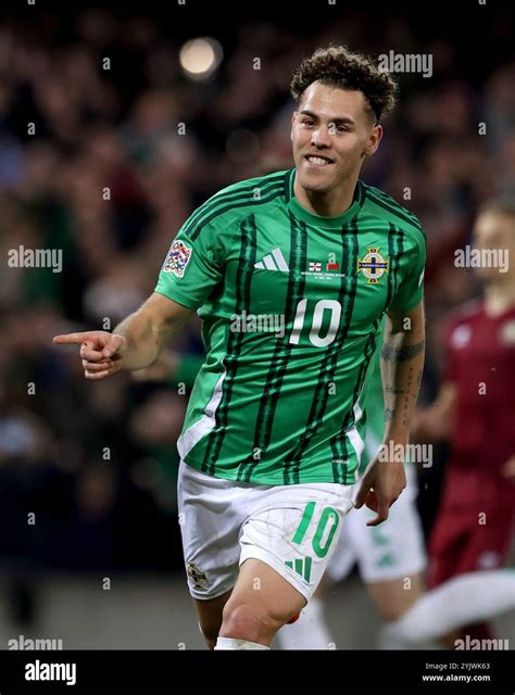 Northern Irelands Dion Charles Celebrates Scoring Their Sides Second Goal Of The Game During