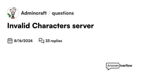 Invalid Characters Server Admincraft