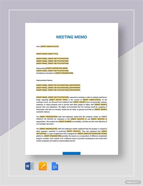 Editable Meeting Memo Template Download In Word Google Docs Apple Pages Template Net