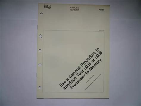 Intel Use A General Procedure To Interface Your 8085 Or 8086 Processr To Memory Eur 9 00