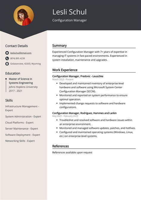 Configuration Manager Resume Example Free Guide