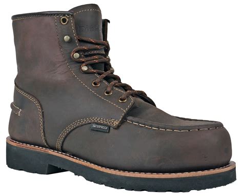 Hoss Mens Diehard Moc Waterproof Work Boot Composite Toe Dark Brown 10