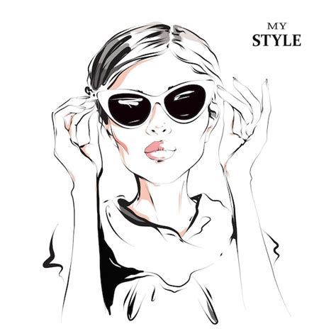 Premium Vector Fashion Woman In Sunglasses Vector Illustration