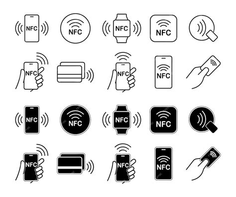 Nfc 상자 세트 비접촉 무선 지불 상자 로고 앱용 Nfc 결제 상자 비접촉 Nfc 지불 상자 스마트폰 아이콘과 함께