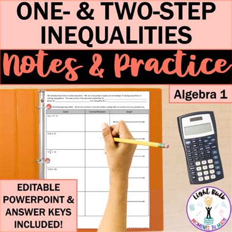 One Step And Two Step Inequalities Guided Notes And Worksheet Editable