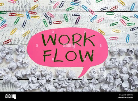 Hand Writing Sign Work Flow Business Showcase Continuity Of A Certain