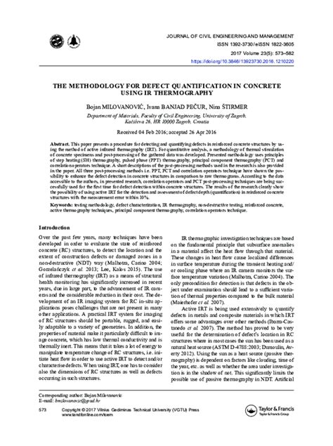 Pdf The Methodology For Defect Quantification In Concrete Using Ir Thermography