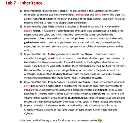 Solved Lab 7 Inheritance 1 Implement The Following Class