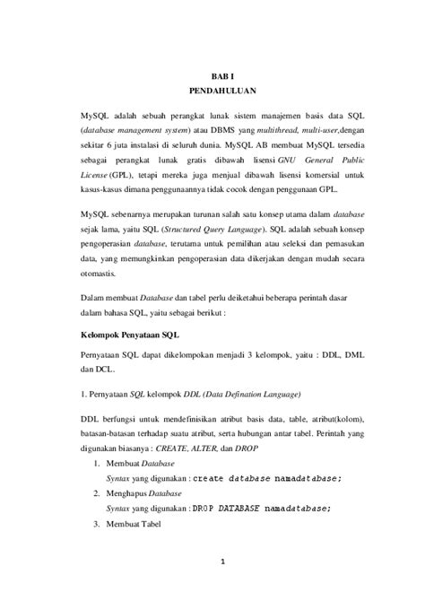Doc Bab I Pendahuluan Mysql