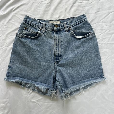 Vintage Y2k Raw Hem Jean Shorts Light Wash Raw Depop