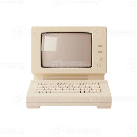 Beige Vintage Personal Computer Displaying Blank Screen 55660707 Png