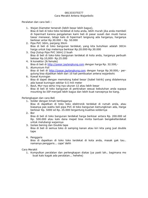 Cara Merakit Antena Wajanbolic Pdf