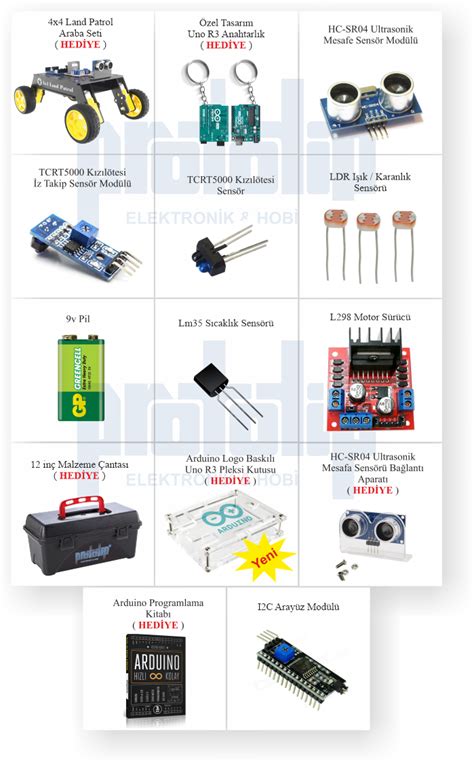 Arduİno Setİ Uno R3 4x4 Land Patrol 87 Parça 312 Adet