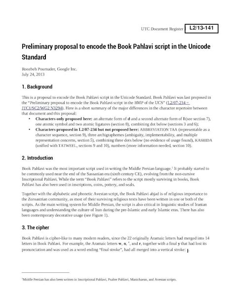 pdf preliminary proposal to encode the book pahlavi script in