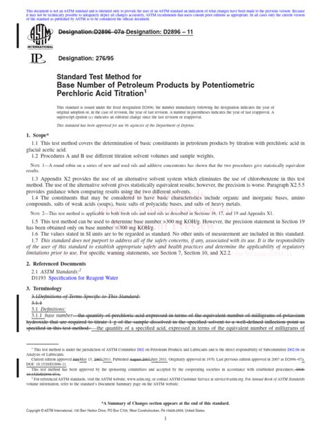 Astm D2896 11 Tbn Pdf Titration Chemistry