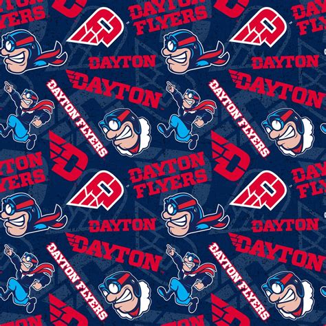Ncaa Dayton Flyers Watermark Print Football 100 Cotton Fabric Material