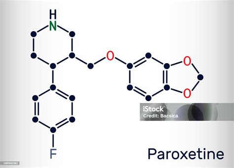 파록세틴 항우울제 선택적 세로토닌 재uptake 억제제 Ssri 분자 그것은 우울증의 치료에 사용 됩니다 불안 장애 골격 화학