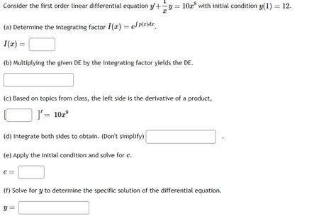 Solved Consider the first order linear differential equation | Chegg.com