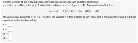 Solved Find The Solution To The Following Linear