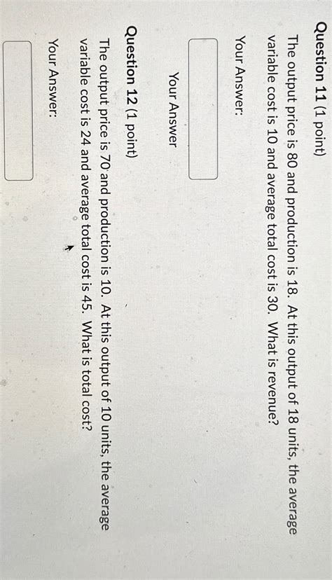 Solved Question 11 1 ﻿pointthe Output Price Is 80 ﻿and