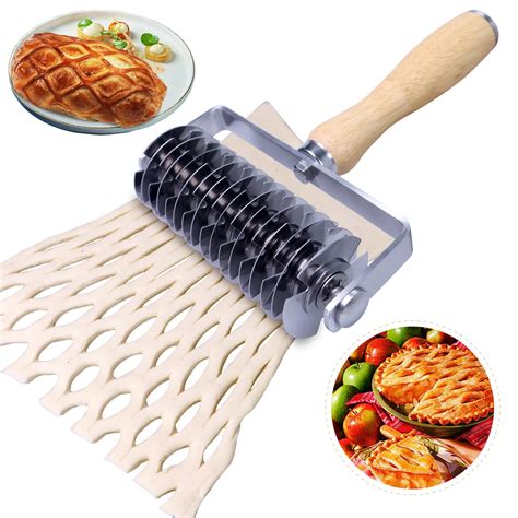 Stainless Steel Pastry Lattice Cutter Lattice Dough Wheel Cutter With