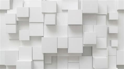 premium photo random shifted rotated white cube boxes block background