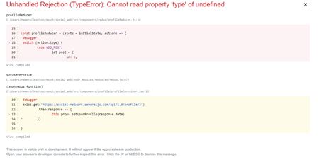 Javascript Cannot Read Property Type Of Undefined Action Stack