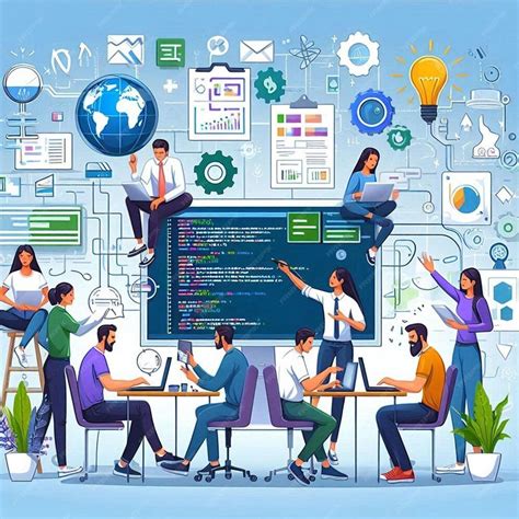 Software Development Team Collaboration Premium Ai Generated Image