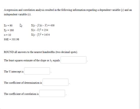 solved a regression and correlation analysis resulted in the