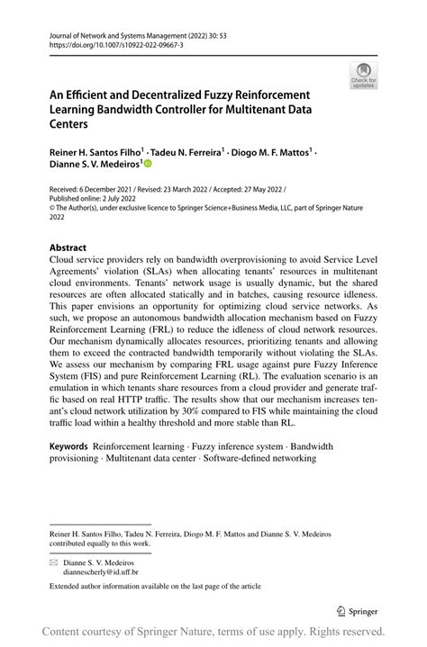 An Efficient And Decentralized Fuzzy Reinforcement Learning Bandwidth Controller For Multitenant