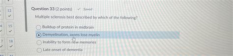 Solved Question 33 2 ﻿points ﻿savedmultiple Sclerosis