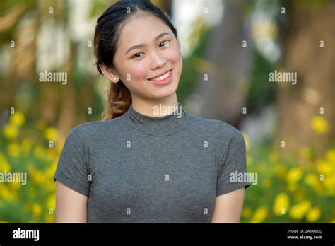 Happy Attractive Asian Female Stock Photo Alamy