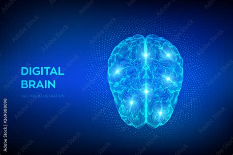brain digital brain with binary code 3d science and technology