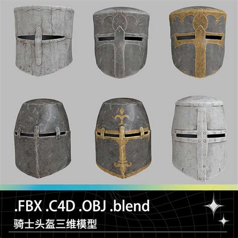 C4d Fbx Obj Blend Medieval Expeditionary Crusader Knight Soldier Helmet