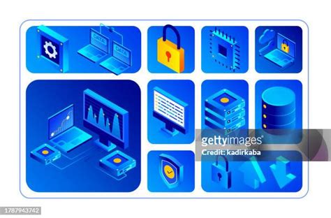Vector Illustration Of Cloud Computing Isometric Icon Set And Three Dimensional Banner Design