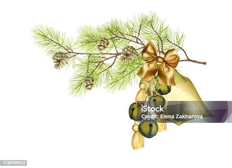 수채화 그림입니다 크리스마스 꽃다발 태그가 있는 크리스마스 구성 홀리 잎 전나무 가지 원뿔 휴일 포장 엽서 스티커 벽지 꽃집 메모장을 위한 예술적인 창조적인 사실적인 물건