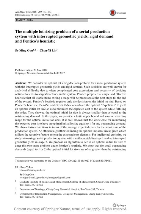 The Multiple Lot Sizing Problem Of A Serial Production System With Interrupted Geometric Yields